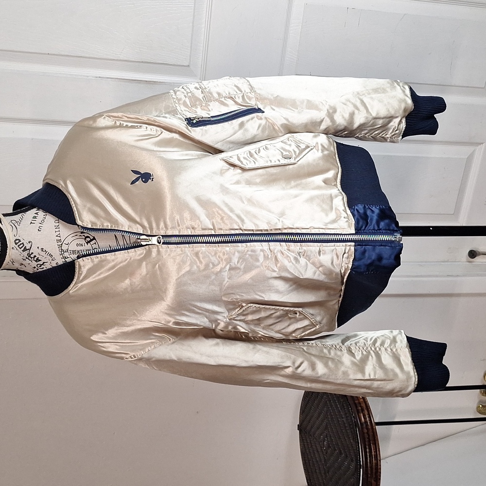 Reversible Y2k Playboy Bomber Jacket Women Large - Gem